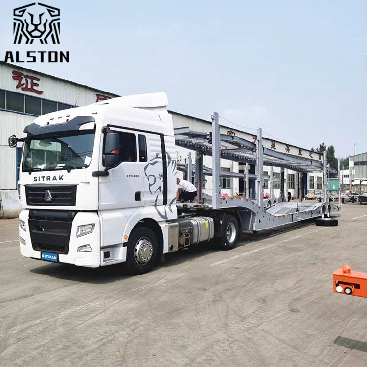 6 Position Car Transport Semi Trailer, 8 Position Cage Car Carrier For ...